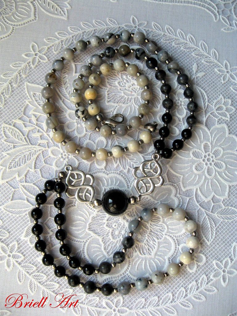 Colier lung din onix si obsidian - Unicaro